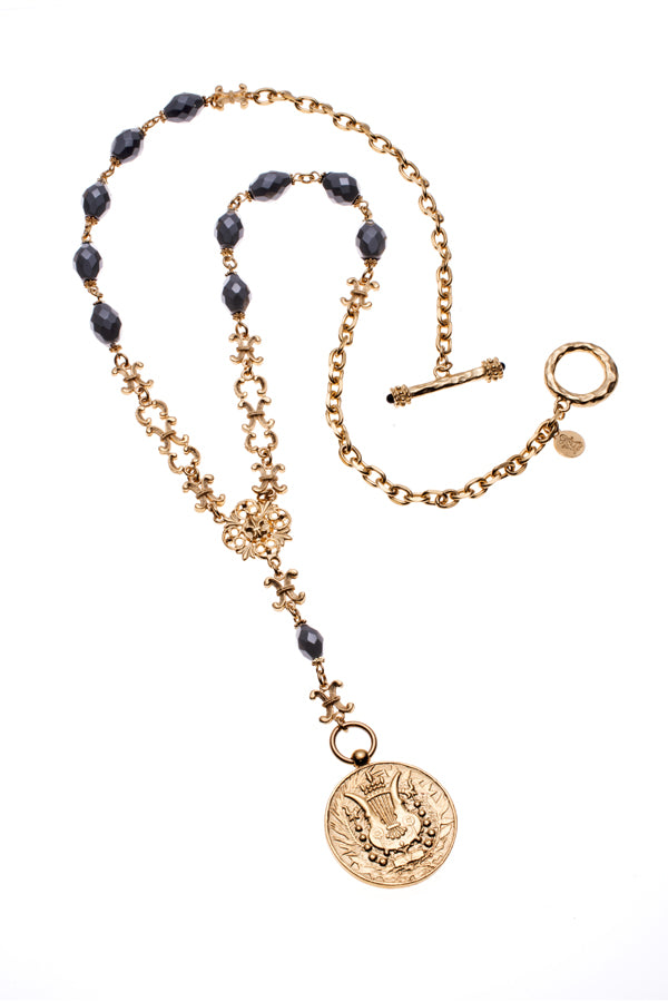 European Jet Glass and Matte Gold Y-Necklace – Robin Steele, Inc.
