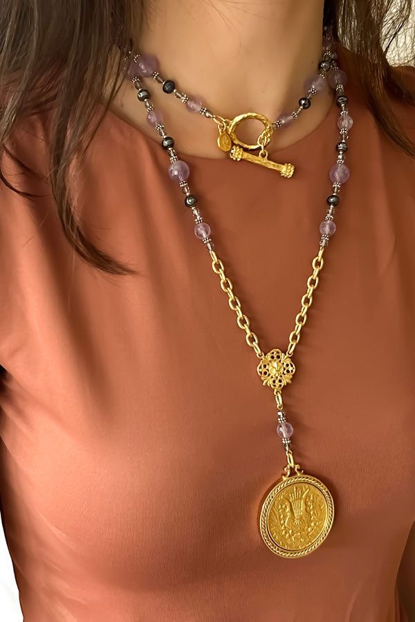 Extra Long Amethyst, Pearl and Topaz Y-Necklace – Robin Steele, Inc.